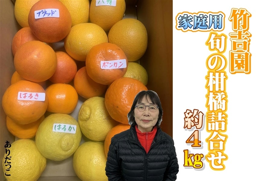 竹吉園 （家庭用）旬の柑橘詰め合わせ約4㎏【ありだっこ】: みかんの里「ありだ」|【JAタウン】産地直送 通販 お取り寄せ